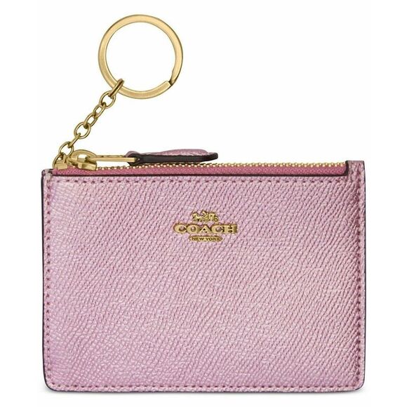 Coach | Bags | Coach Womens Leather Metallic Small L Zip Key Fob Card ...